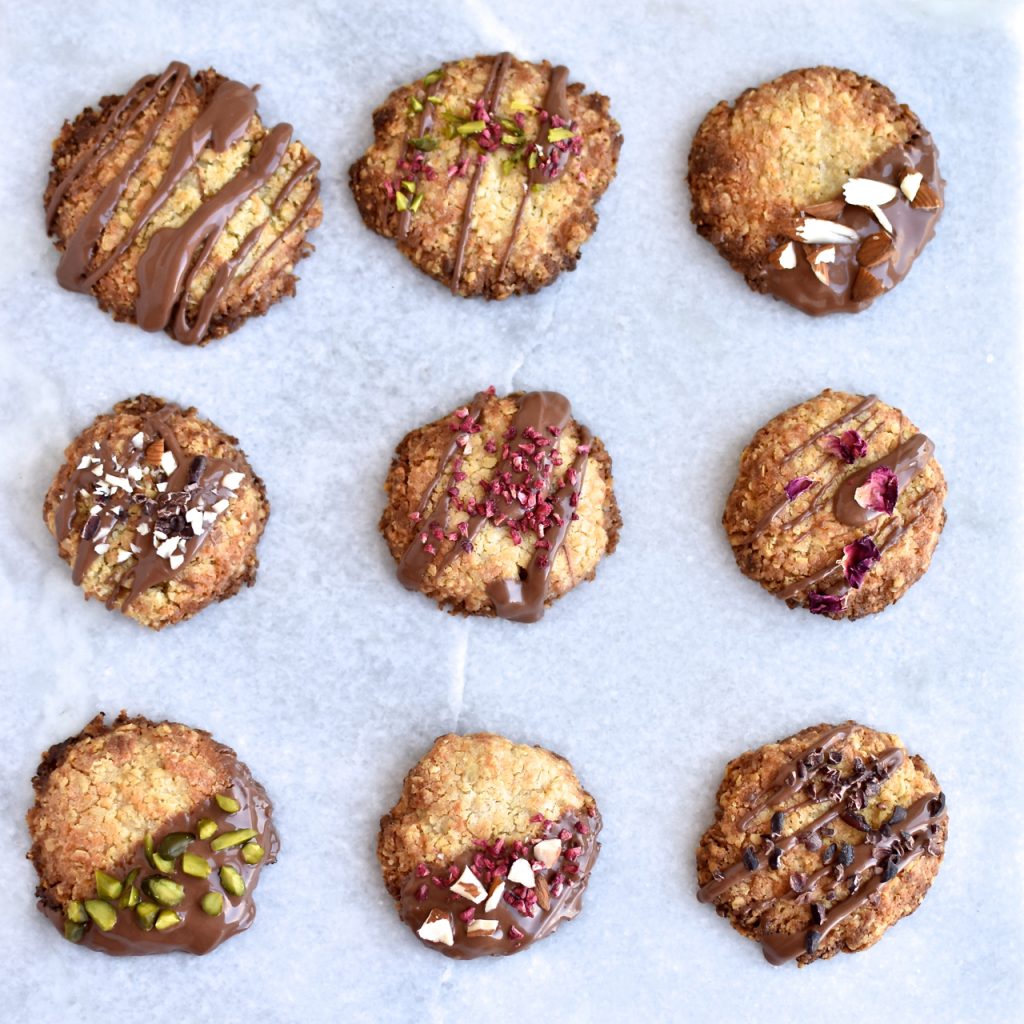 Marzipan cookies with milk chocolate